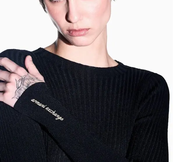 Armani Exchange Ribbed Long-sleeve Dress