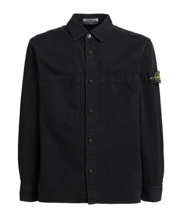 Stone Island Vintage Effect Cotton Shirt - Black
