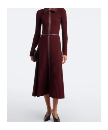 Simkhai Ismelle Belted Ribbed-knit Shirt Dress - Wine Red