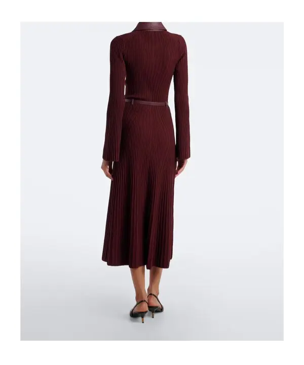 Simkhai Ismelle Belted Ribbed-knit Shirt Dress - Wine Red