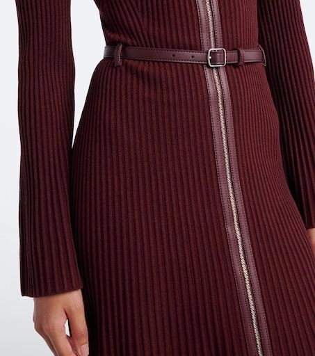 Simkhai Ismelle Belted Ribbed-knit Shirt Dress - Wine Red