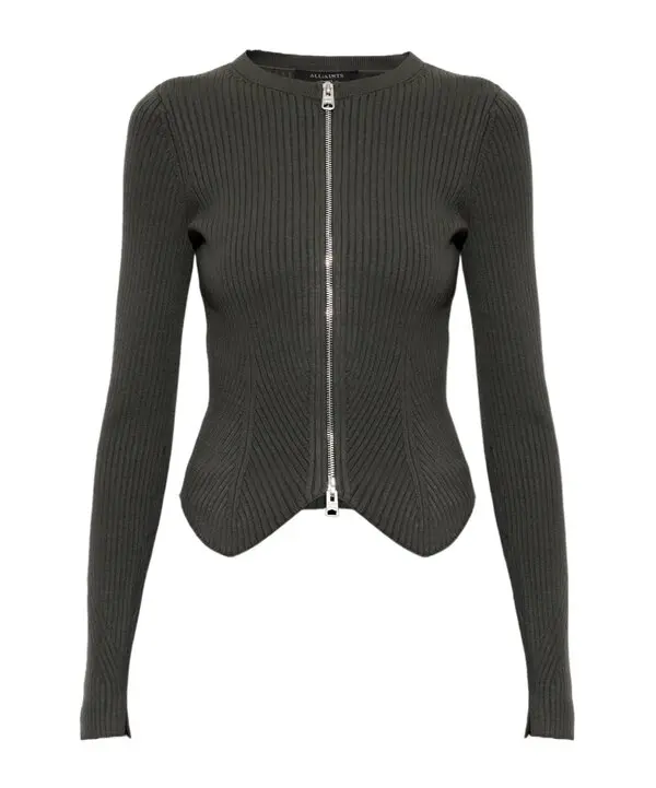 ALLSAINTS Zip Front Rib Knit Cardigan