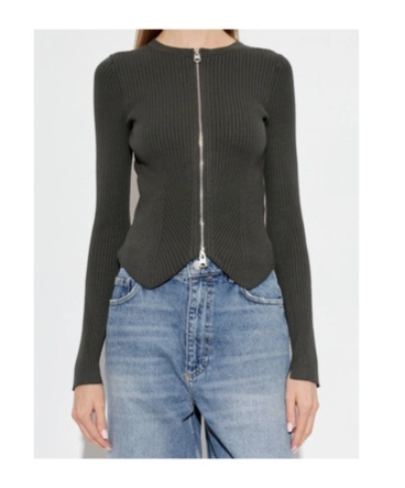 ALLSAINTS Zip Front Rib Knit Cardigan