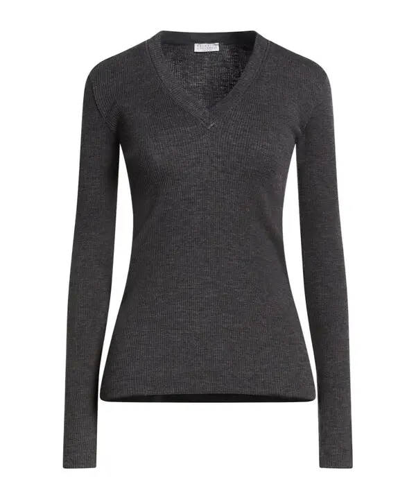 Brunello Cucinelli Solid-color Wool V-neck Knit T-shirt