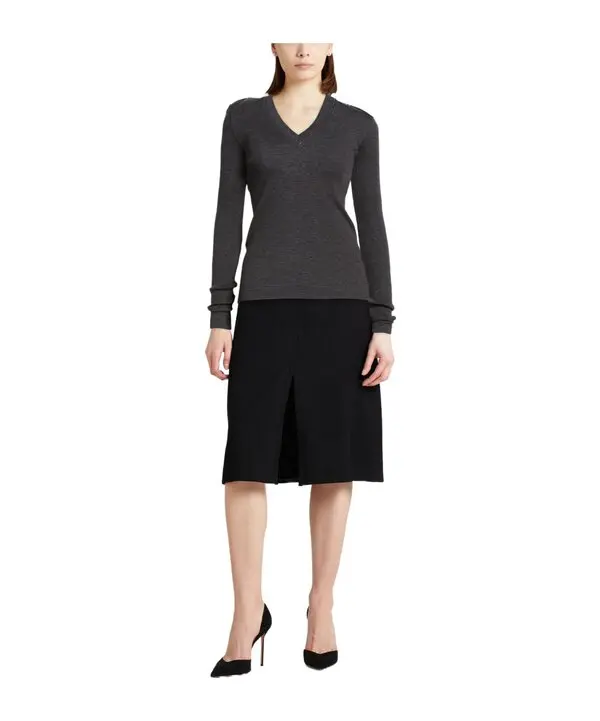 Brunello Cucinelli Solid-color Wool V-neck Knit T-shirt