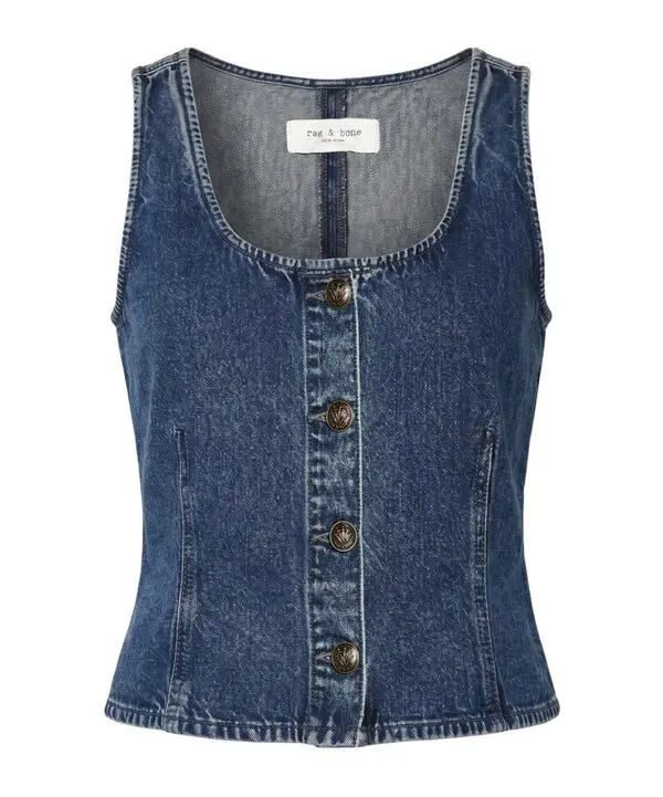 Rag & Bone Sleeveless Denim Cropped Top