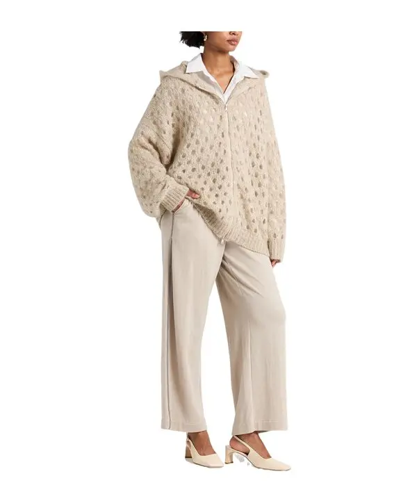 Brunello Cucinelli Solidcolor Zipup Hooded Knit Sweater