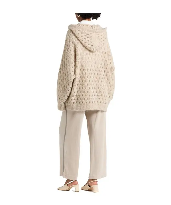 Brunello Cucinelli Solidcolor Zipup Hooded Knit Sweater