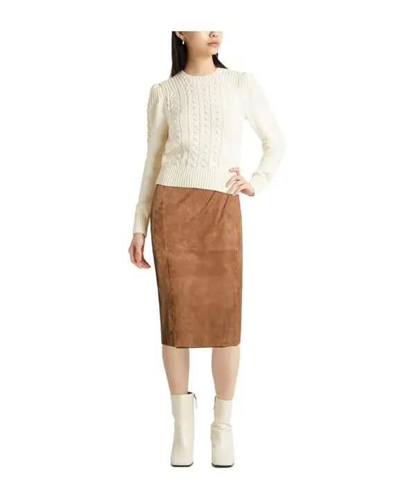 Max Mara Solidcolor Suede Skirt