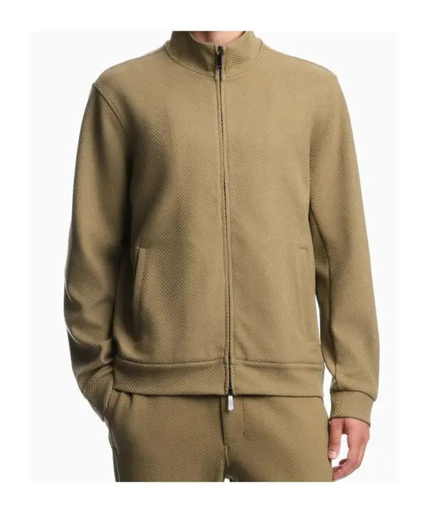 Emporio Armani Stand-collar Zip-up Jacquard Sweatshirt Jacket