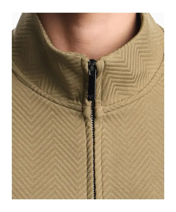 Emporio Armani Stand-collar Zip-up Jacquard Sweatshirt Jacket