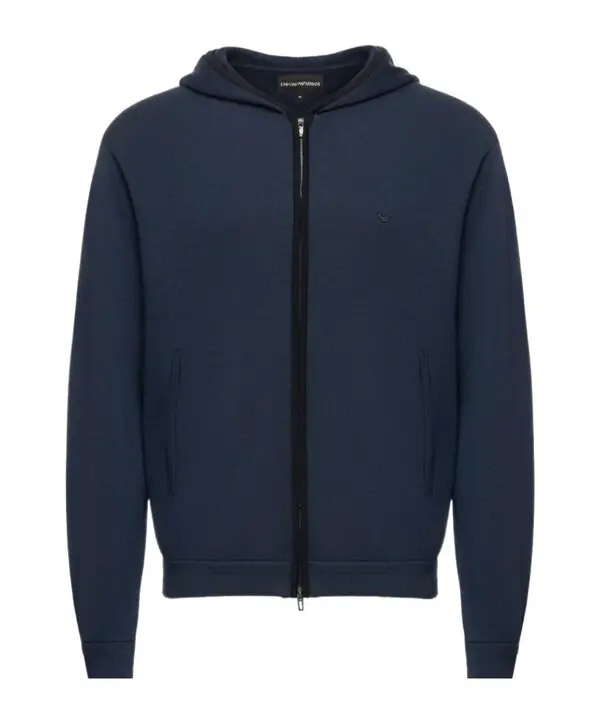 Emporio Armani Zip-up Hooded Cardigan - Blue