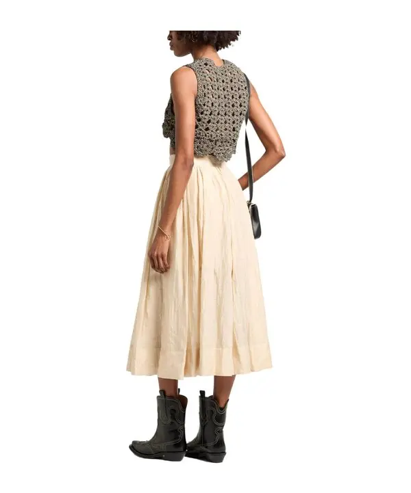 GANNI Woven Crop Top