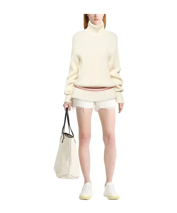 Chloé Two-tone Paneled Knit Turtleneck Sweater - Ivory