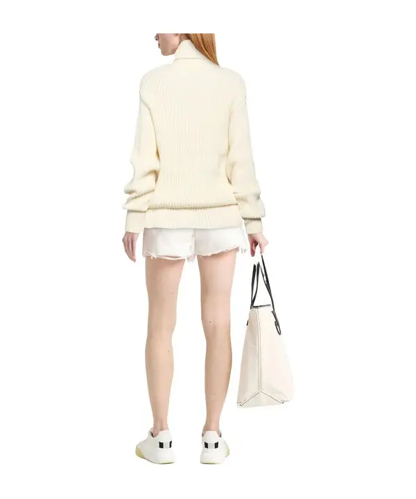 Chloé Two-tone Paneled Knit Turtleneck Sweater - Ivory