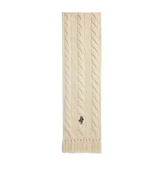 Polo Ralph Lauren Polo Bear Cable-knit Scarf - Cream