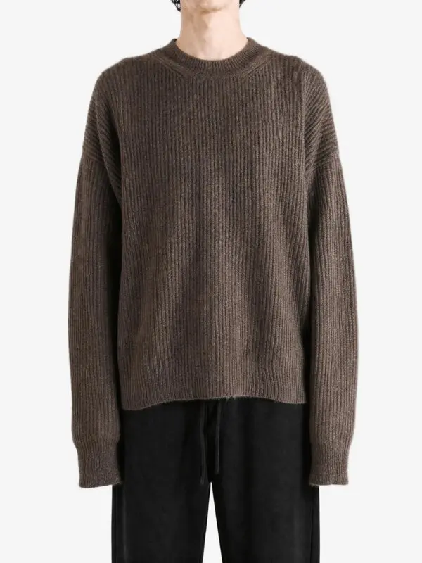 UMA WANG Long-sleeve Crew-neck Sweater - Brown