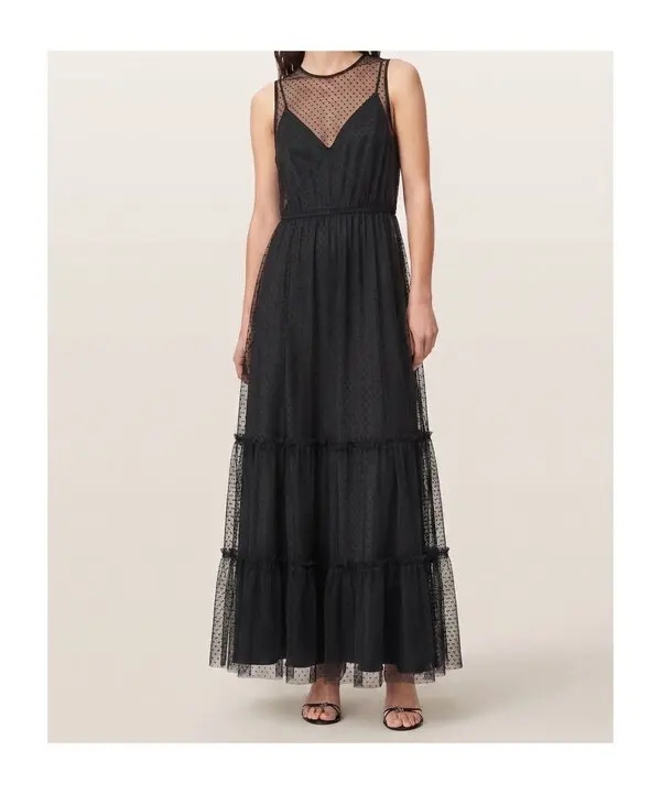 ALLSAINTS Sleeveless Tulle Midi Dress