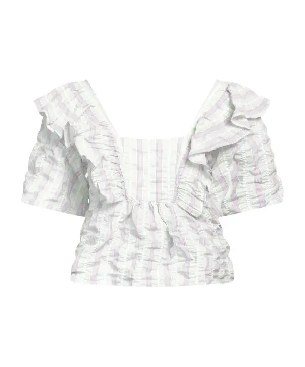 GANNI Striped Shortsleeve Top