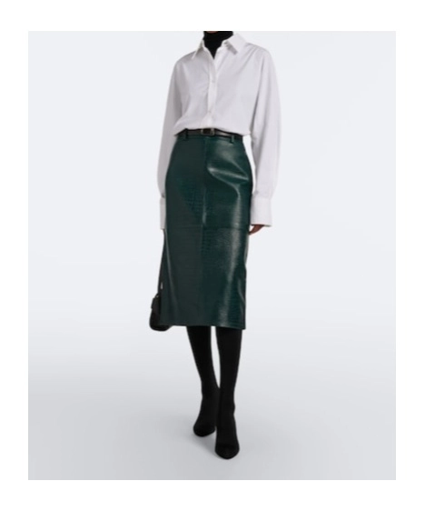 THE FRANKIE SHOP Croc-effect Leather Pencil Skirt