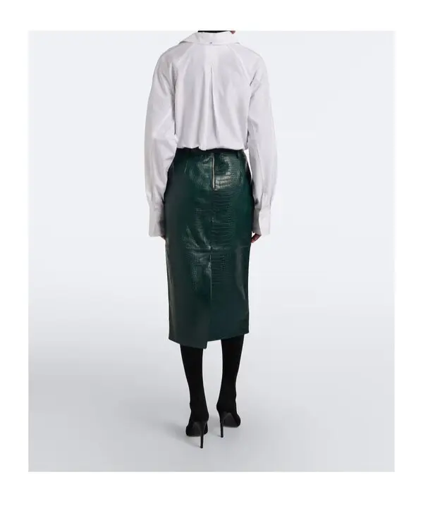 THE FRANKIE SHOP Croc-effect Leather Pencil Skirt