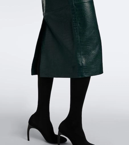 THE FRANKIE SHOP Croc-effect Leather Pencil Skirt