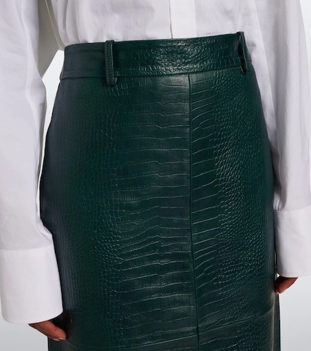 THE FRANKIE SHOP Croc-effect Leather Pencil Skirt