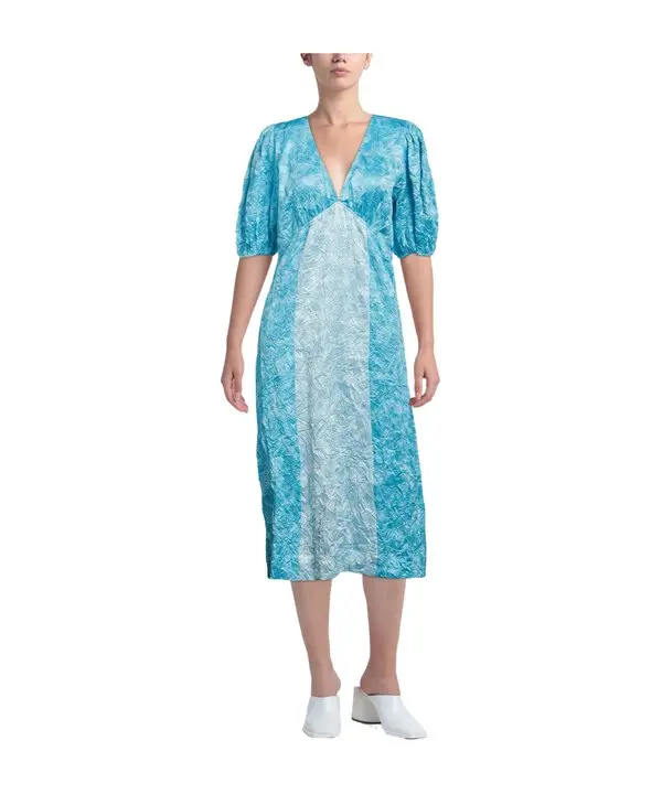 GANNI Two-tone Spliced Short-sleeve Dress