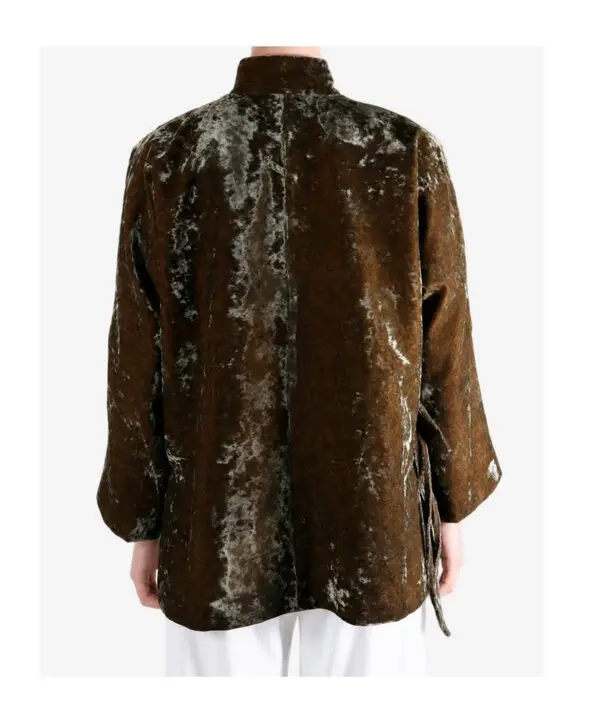 UMA WANG Asymmetric-front Crushed Velvet Jacket - Dark Rose