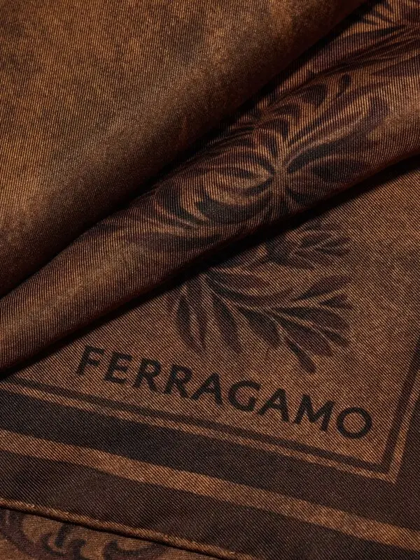 FERRAGAMO Brocade Printed Silk Square Scarf