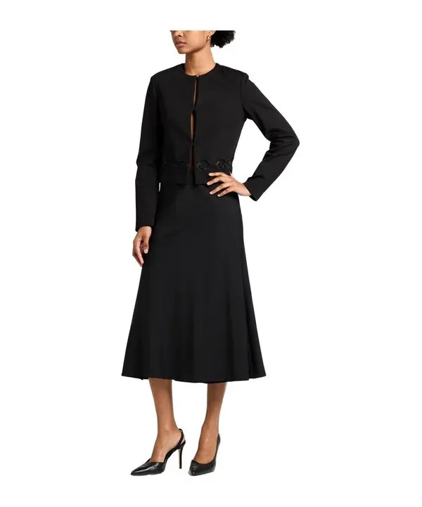Brunello Cucinelli Solidcolor Wool Aline Skirt