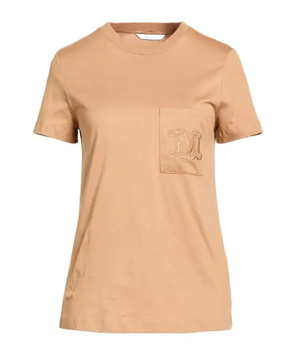 Max Mara Short Sleeve Crewneck T-shirt With Embroidered Logo Pocket - No