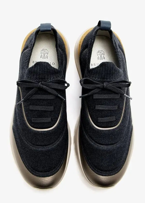 Brunello Cucinelli Knitted Slip-on Sneakers - Black