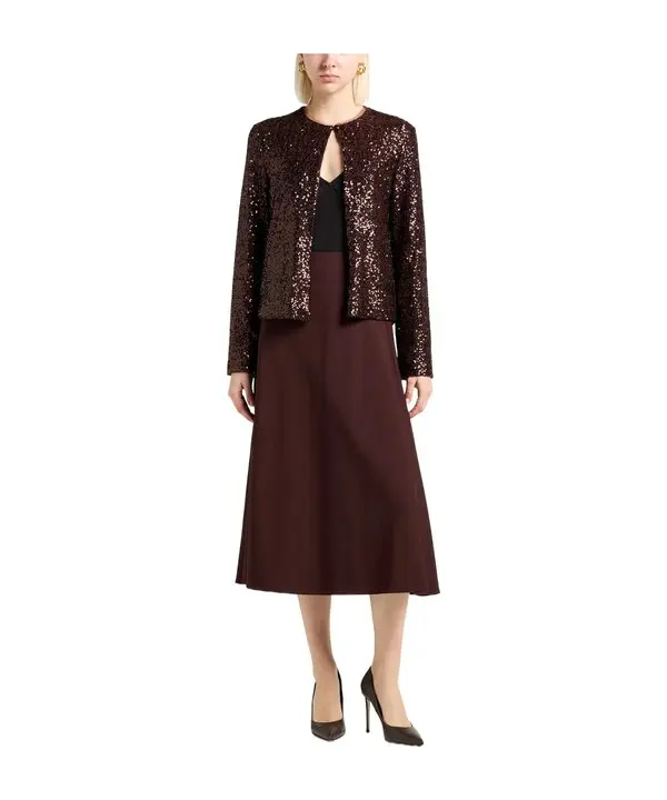 Brunello Cucinelli Solidcolor Wool Aline Skirt