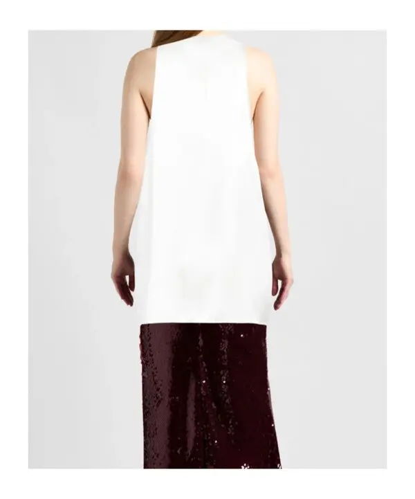 Saint Laurent Satin Sleeveless Top - White