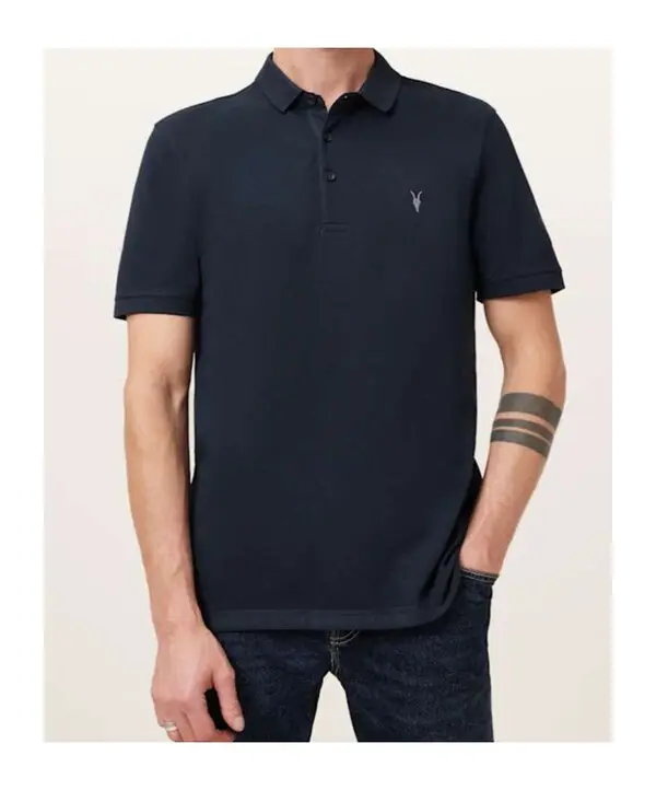 ALLSAINTS Reform Organic Cotton Polo Shirt - Navy Blue