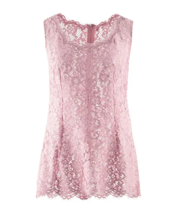 Dolce & Gabbana Minimalist Solid-color Sleeveless Lace Top