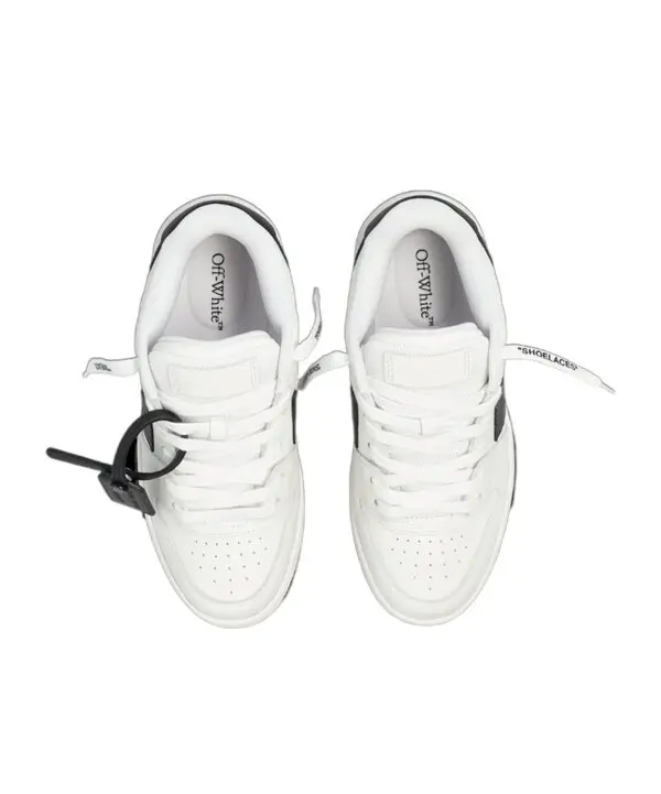 Off-White Leather Round-toe Lace-up Sneakers - White