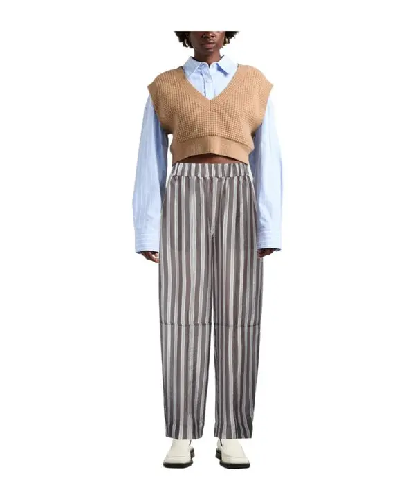 GANNI Striped Tapered Pants