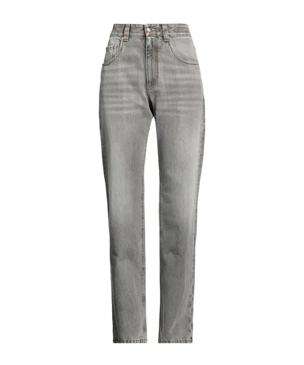 Brunello Cucinelli Plain Colour Denim Trousers - Grey