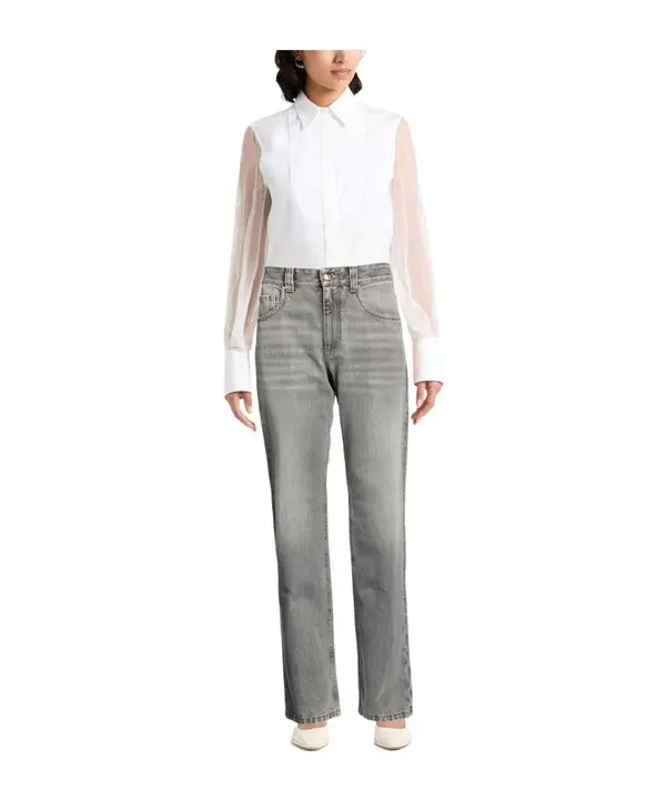 Brunello Cucinelli Plain Colour Denim Trousers