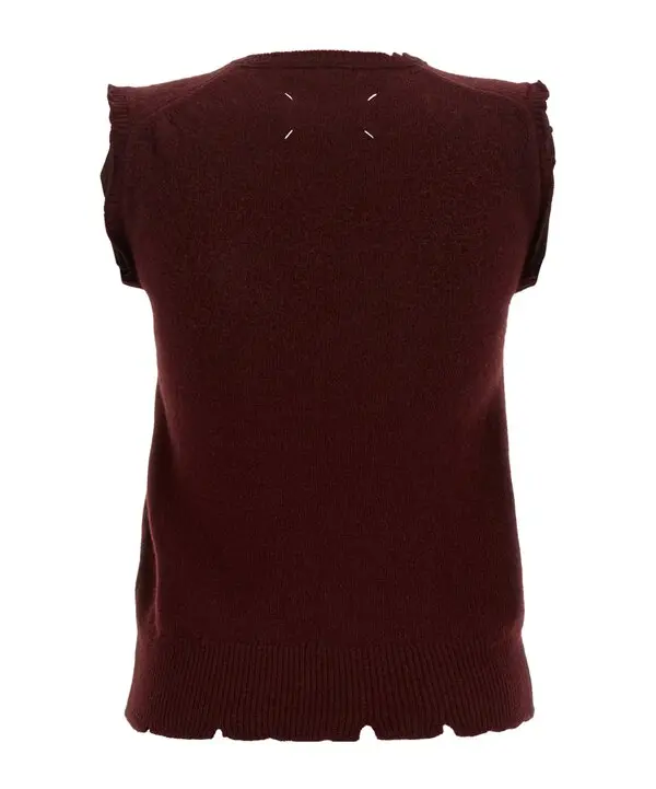 MAISON MARGIELA Distressed Four Stitches Vest - Bordeaux