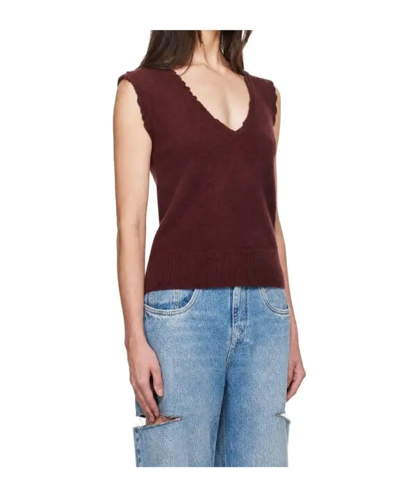MAISON MARGIELA Distressed Four Stitches Vest - Bordeaux