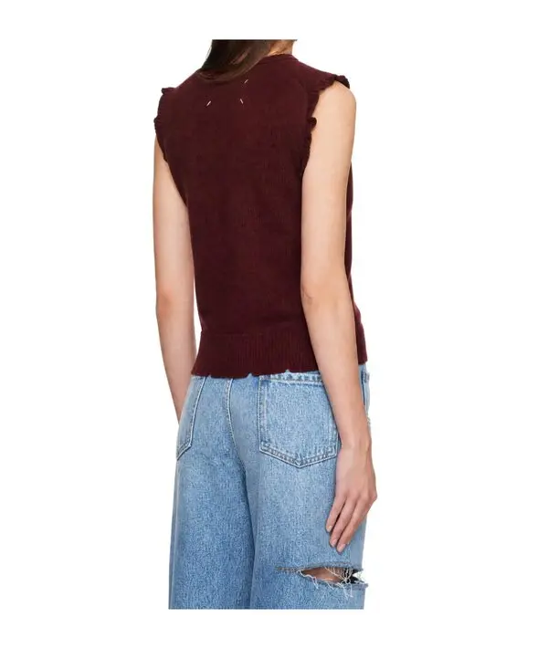 MAISON MARGIELA Distressed Four Stitches Vest - Bordeaux