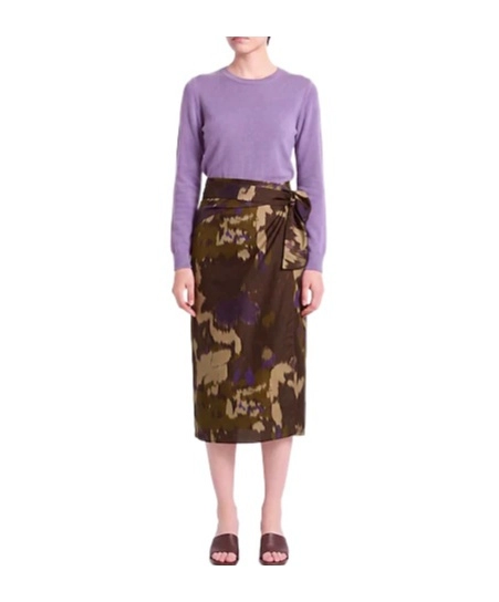 Max Mara Multicolor Satin Midi Skirt