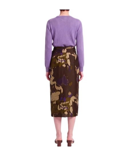 Max Mara Multicolor Satin Midi Skirt