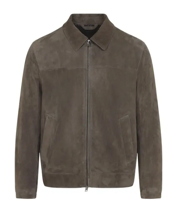 Brioni Long-sleeve Zip-up Leather Jacket