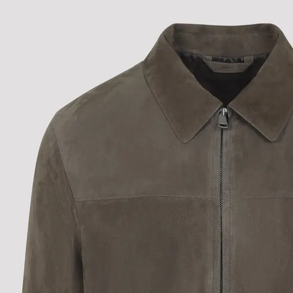 Brioni Long-sleeve Zip-up Leather Jacket