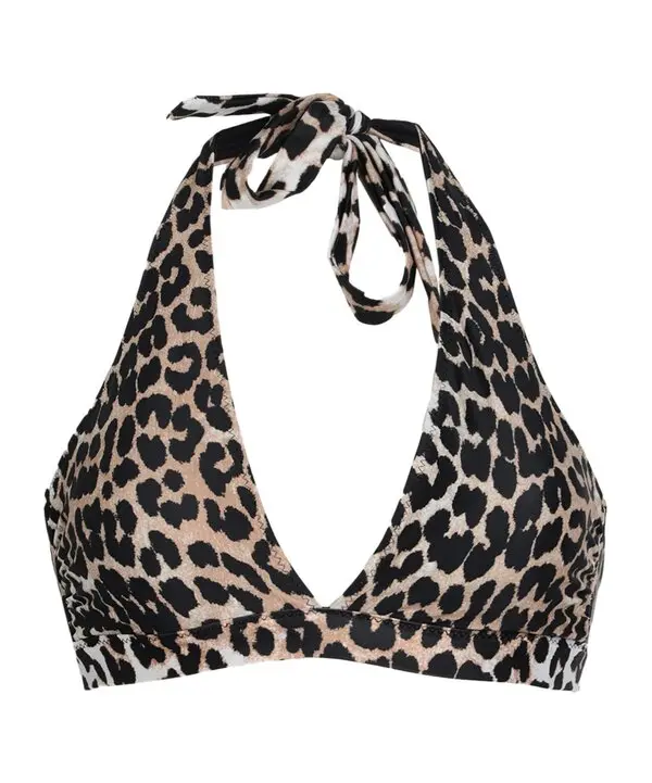 GANNI Leopard-print Triangle Bikini