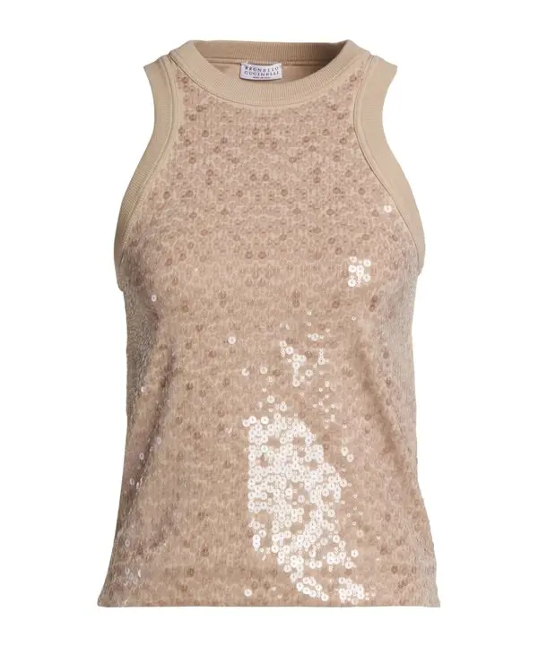 Brunello Cucinelli Sleeveless Round-neck Sequined Top